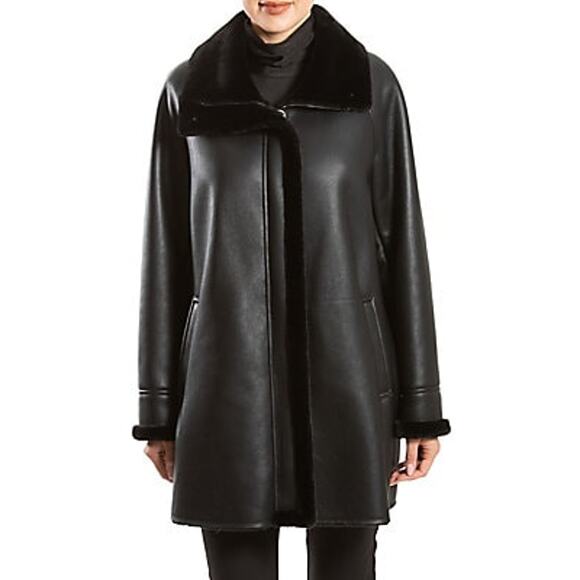 Belle Fare | Jackets & Coats | Belle Fare Black Polyurethane Faux ...